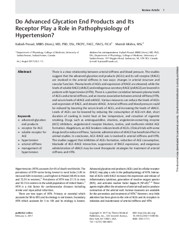(PDF) Do Advanced Glycation End Products and Its Receptor Play a Role ...