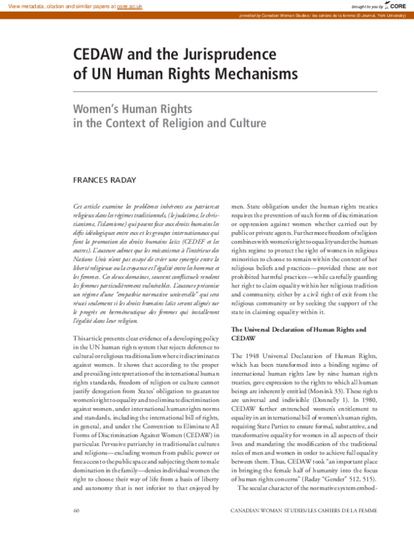 (PDF) CEDAW and the Jurisprudence of UN Human Rights Mechanisms: Women ...