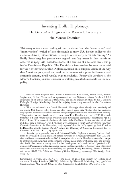 (PDF) Inventing Dollar Diplomacy: The Gilded-Age Origins of the ...
