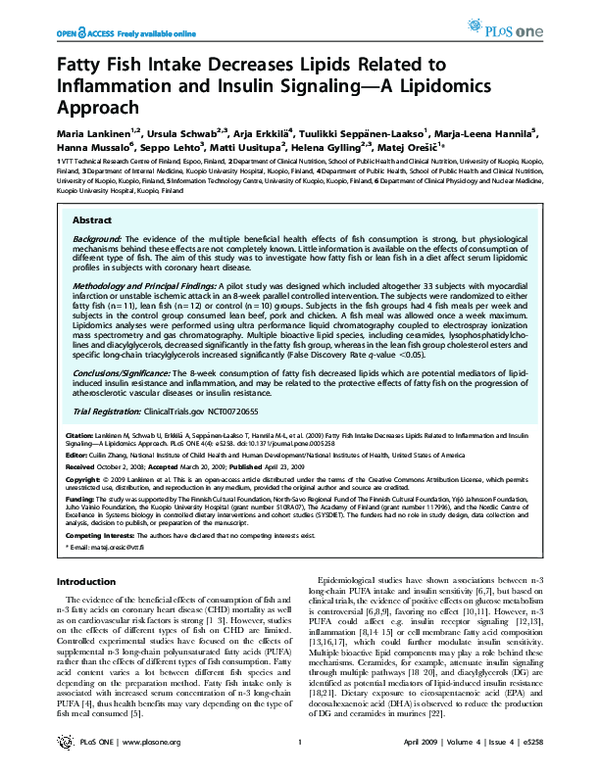 (PDF) Fatty Fish Intake Decreases Lipids Related to Inflammation and ...