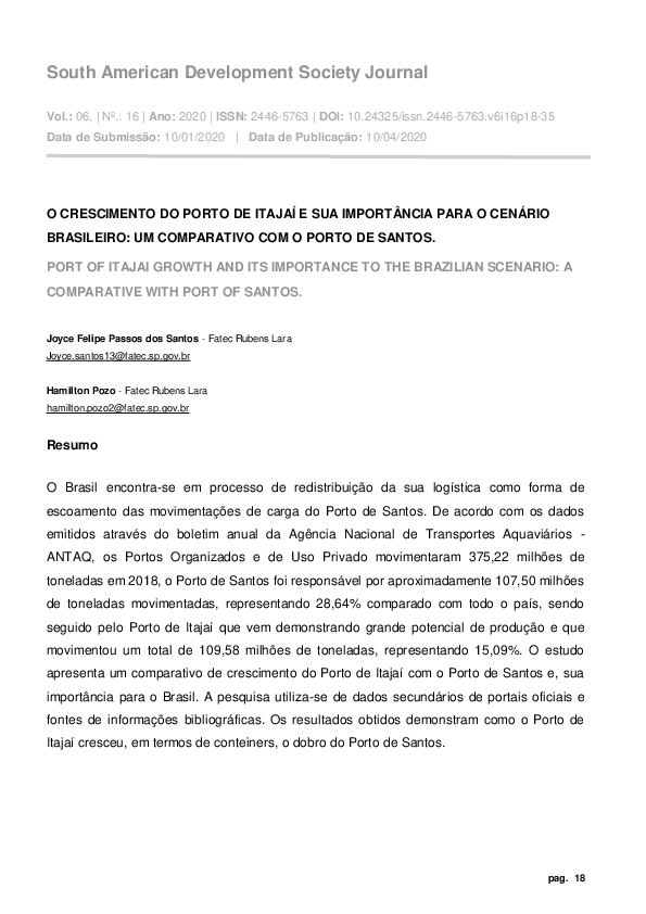 (PDF) O Crescimento Do Porto De Itajaí e Sua Importância Para O Cenário ...