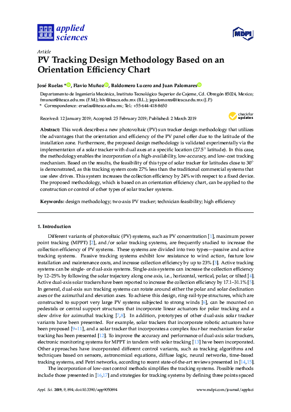 (PDF) PV Tracking Design Methodology Based on an Orientation Efficiency ...