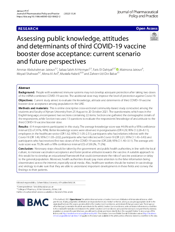 (PDF) Assessing public knowledge, attitudes and determinants of third ...
