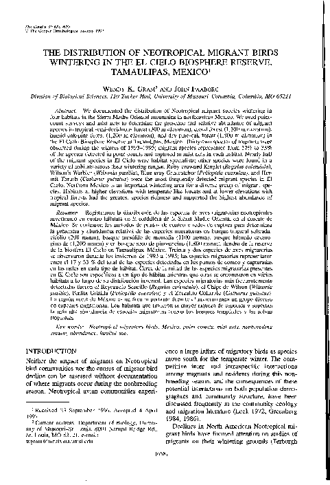 (PDF) The Distribution of Neotropical Migrant Birds Wintering in the El ...