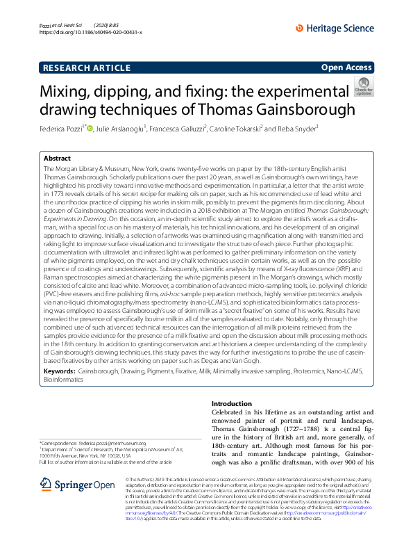 (PDF) Mixing, dipping, and fixing: the experimental drawing techniques of Thomas Gainsborough