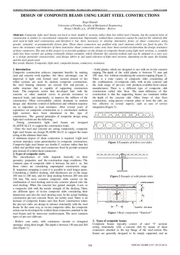 (PDF) Design of Composite Beams Using Light Steel Constructions