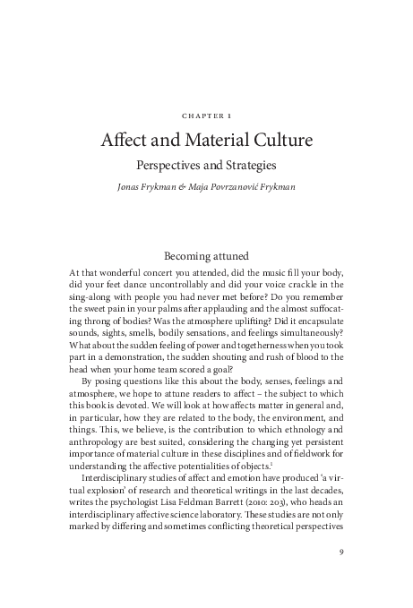 (PDF) Affect and Material Culture: Perspectives and Strategies