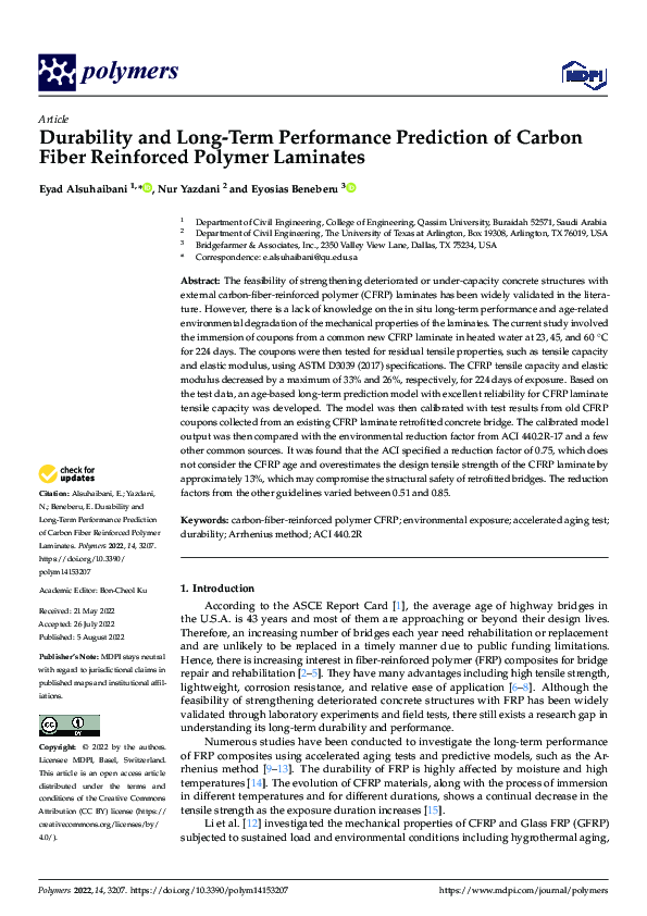 (PDF) Durability and Long-Term Performance Prediction of Carbon Fiber ...