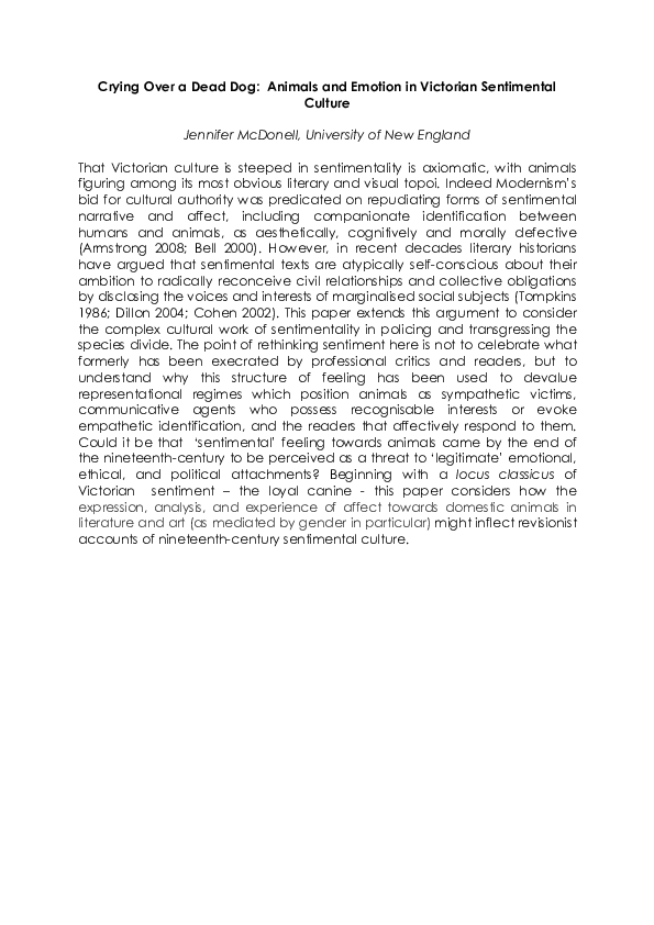 (PDF) Crying Over a Dead Dog: Animals and Emotion in Victorian ...
