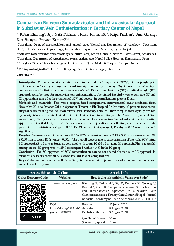 (PDF) Comparison Between Supraclavicular and Infraclavicular Approach ...