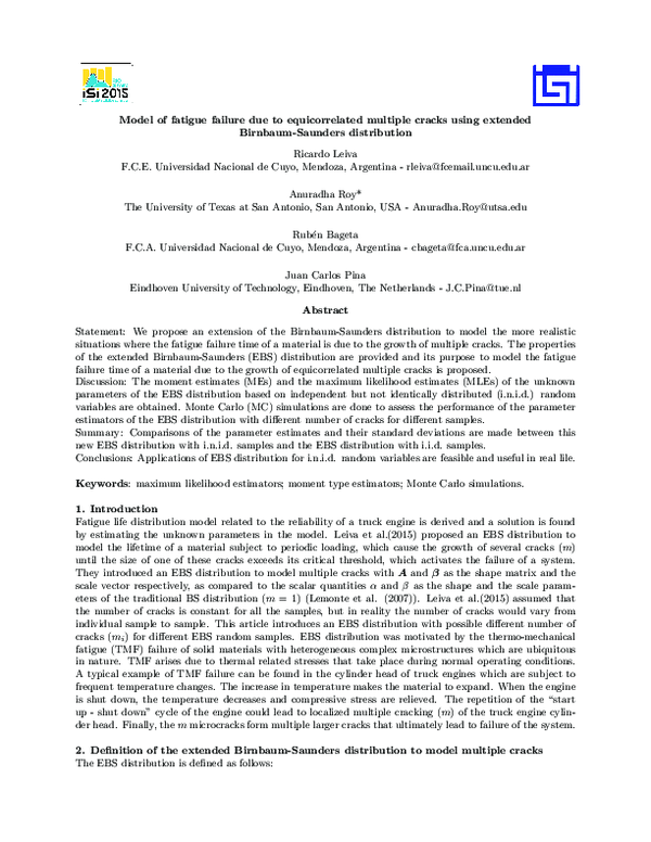 (PDF) Model of fatigue failure due to equicorrelated multiple cracks ...
