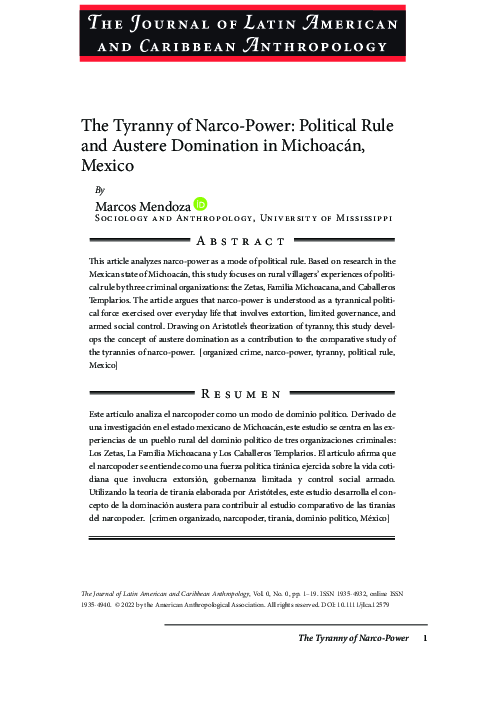 (PDF) The Tyranny of Narco-Power: Political Rule and Austere Domination ...