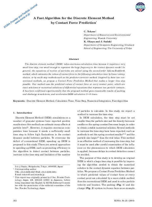 Pdf Fast Dem Algorithm With Contact Force Prediction