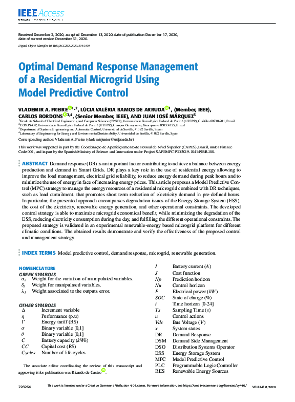 Pdf Mpc For Demand Response In Residential Microgrids