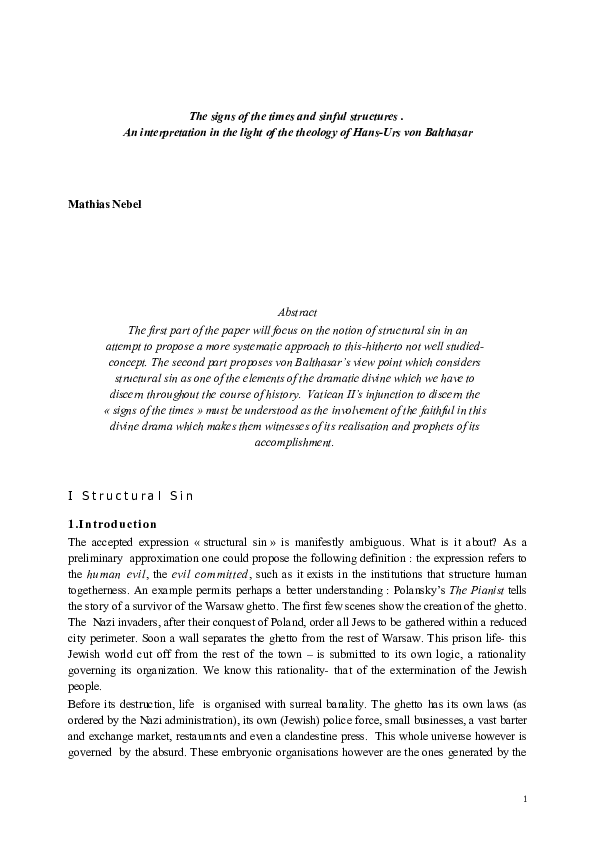 (DOC) F. Chap. Structural sin and the reading of the signs of the times