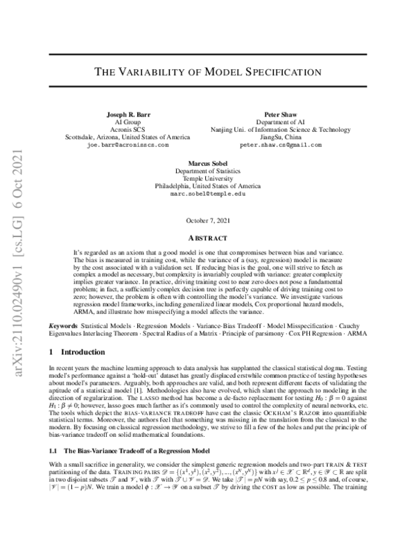 (PDF) Impact of Model Specification on Variance in Regression