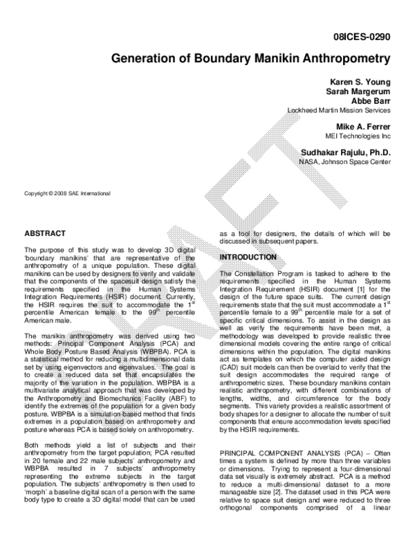 (PDF) Generation of Boundary Manikin Anthropometry