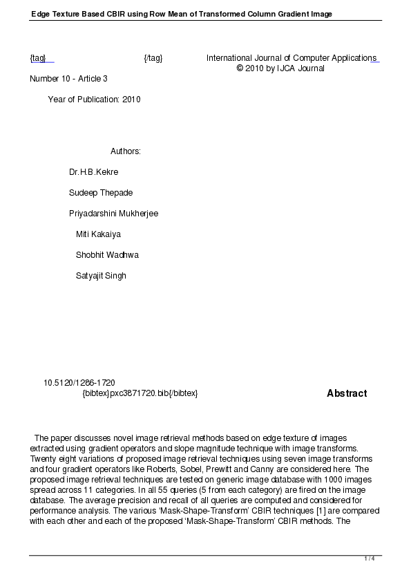 Pdf Edge Texture Based Cbir Using Row Mean Of Transformed Column Gradient Image