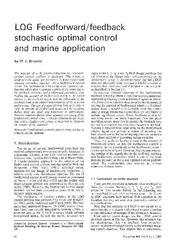 (PDF) LQG Feedforward/feedback stochastic optimal control and marine ...