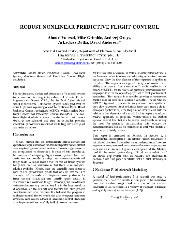 (PDF) Robust nonlinear predictive flight control