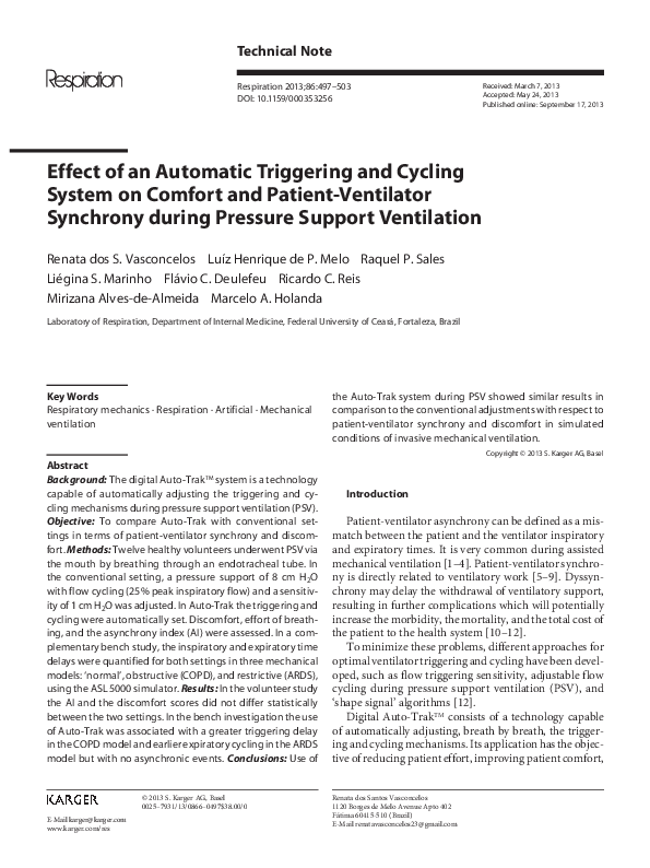 (PDF) Effect of an Automatic Triggering and Cycling System on Comfort and Patient-Ventilator ...