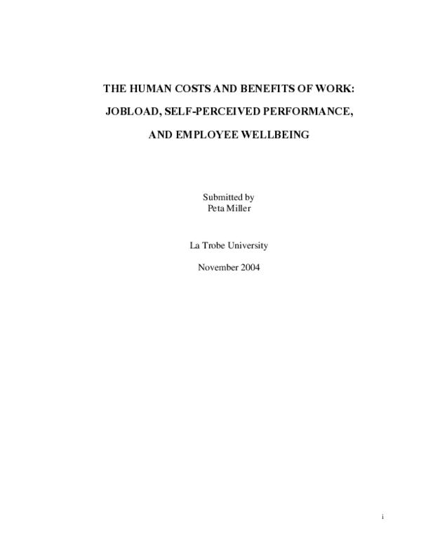 (PDF) The human costs and benefits of work: jobload, self-perceived ...