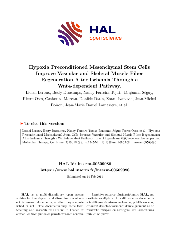 (PDF) Hypoxia Preconditioned Mesenchymal Stem Cells Improve Vascular ...