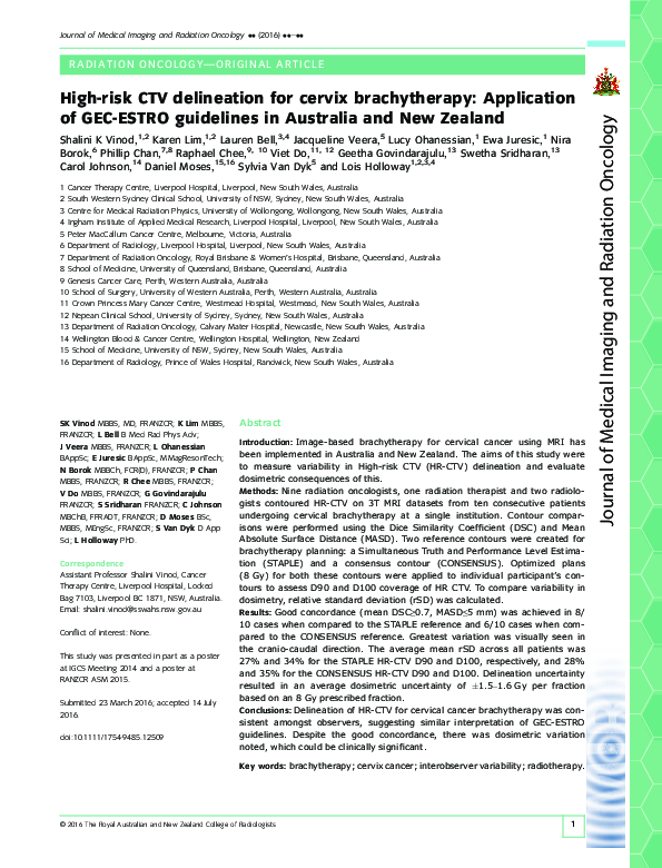 (PDF) High-risk CTV delineation for cervix brachytherapy: Application ...