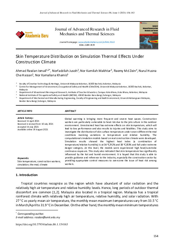 (PDF) Skin Temperature Distribution on Simulation Thermal Effects Under ...