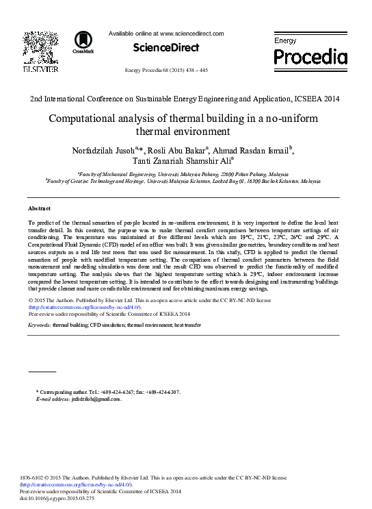 (PDF) Computational Analysis of Thermal Building in a No-uniform Thermal Environment
