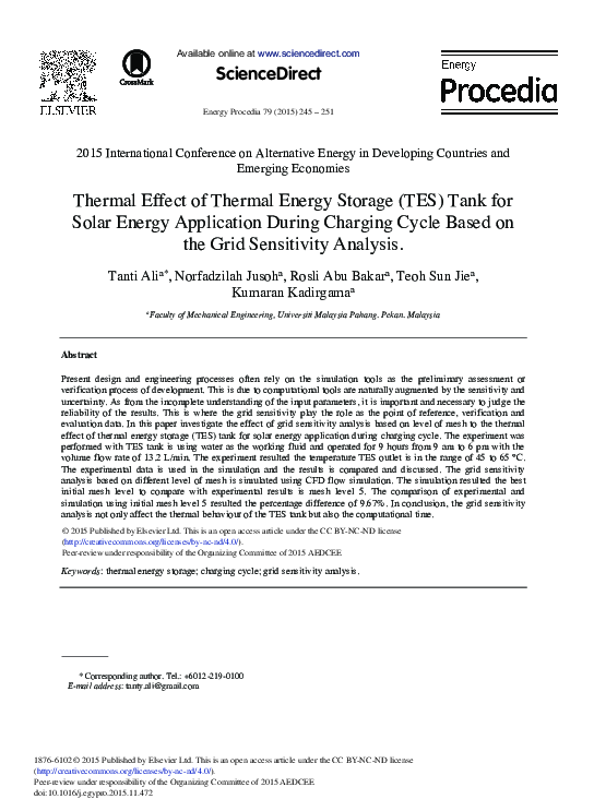 (PDF) Thermal Effect of Thermal Energy Storage (TES) Tank for Solar ...