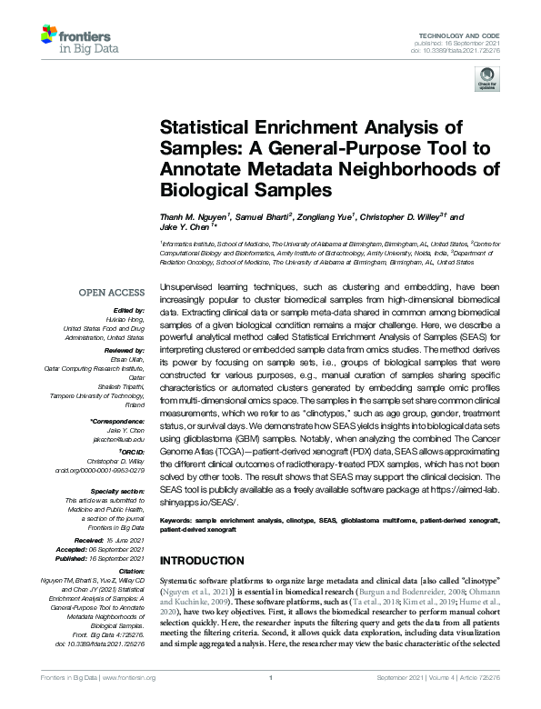 (PDF) Statistical Enrichment Analysis of Samples: A General-Purpose Tool to Annotate Metadata ...