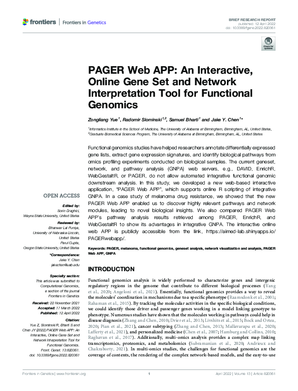 (PDF) PAGER Web APP: An Interactive, Online Gene Set and Network ...