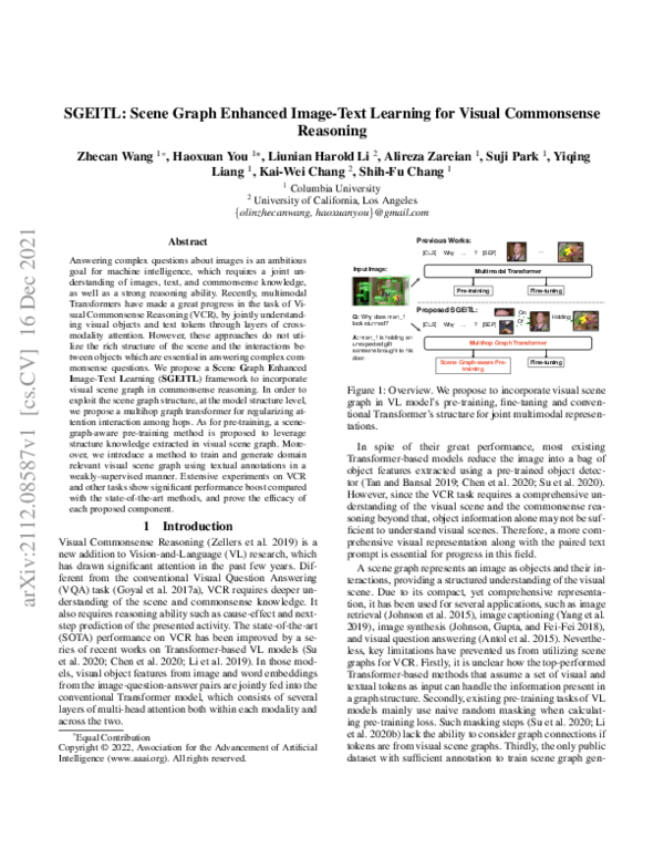 (PDF) SGEITL: Scene Graph Enhanced Image-Text Learning for Visual Commonsense Reasoning