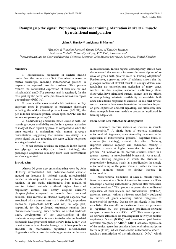 (PDF) Ramping up the signal: promoting endurance training adaptation in ...