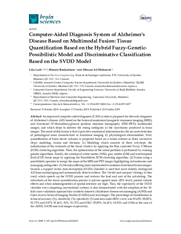 (PDF) Computer-Aided Diagnosis System of Alzheimer's Disease Based on ...