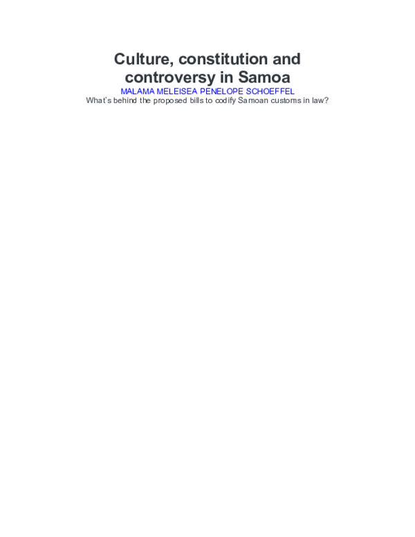 (DOC) Culture, constitution and controversy in Samoa