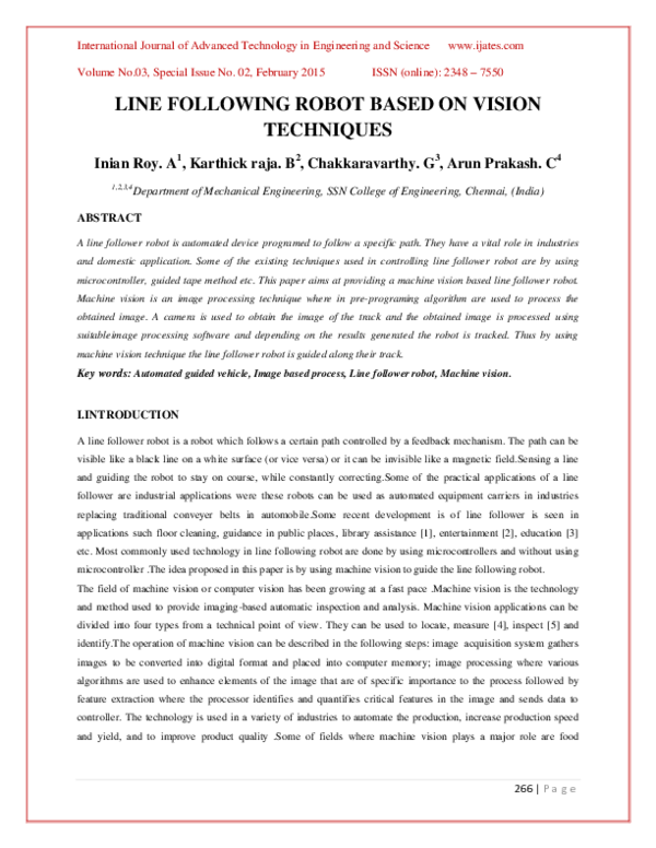 (PDF) Line Following Robot Based on Vision Techniques