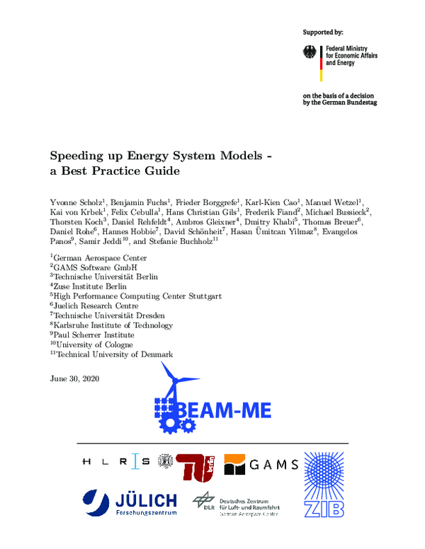 Pdf Speeding Up Energy System Models A Best Practice Guide Çoban