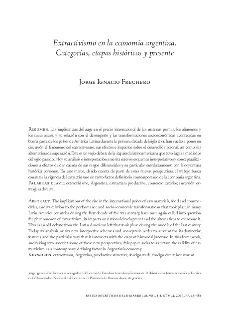 (PDF) Extractivismo en la economía argentina. Categorías, etapas ...