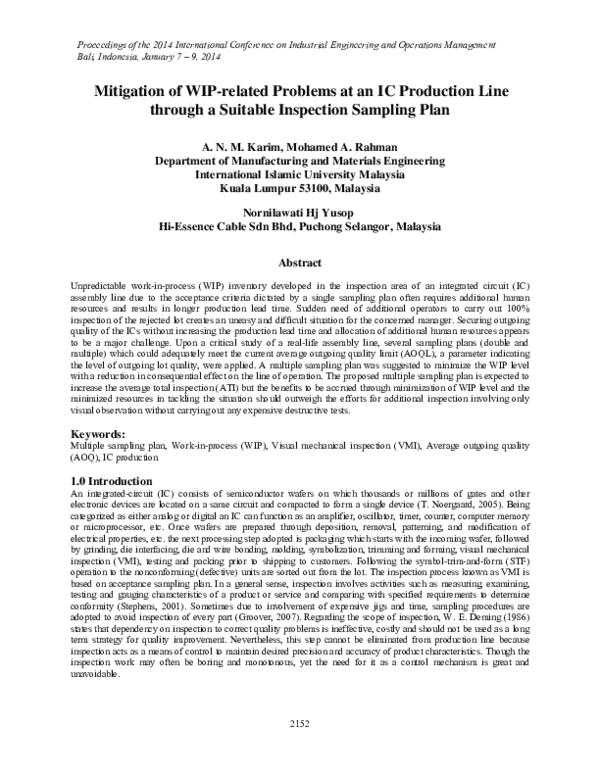 (PDF) Mitigation of WIP-related problems at an IC production line ...