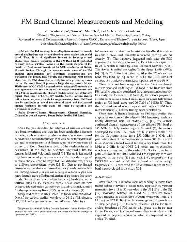(PDF) FM Band Channel Measurements and Modeling