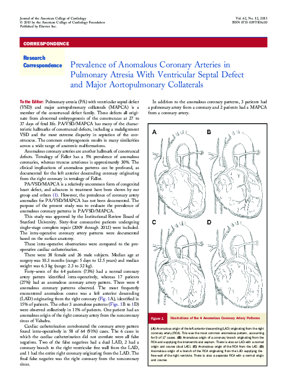 (PDF) Prevalence of Anomalous Coronary Arteries in Pulmonary Atresia ...