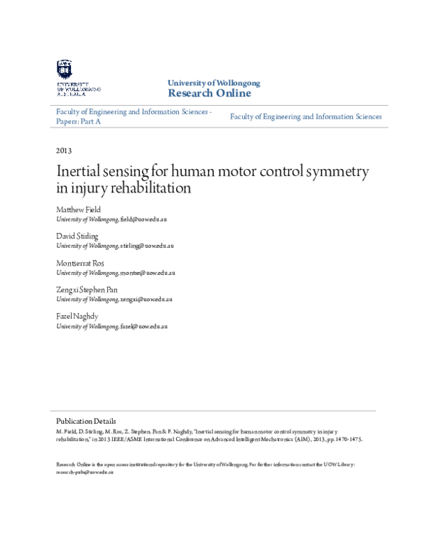 (PDF) Inertial sensing for human motor control symmetry in injury ...