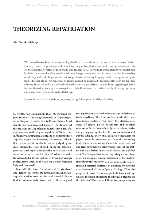 (PDF) Theorizing Repatriation