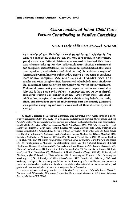 (PDF) Characteristics of infant child care: Factors contributing to ...