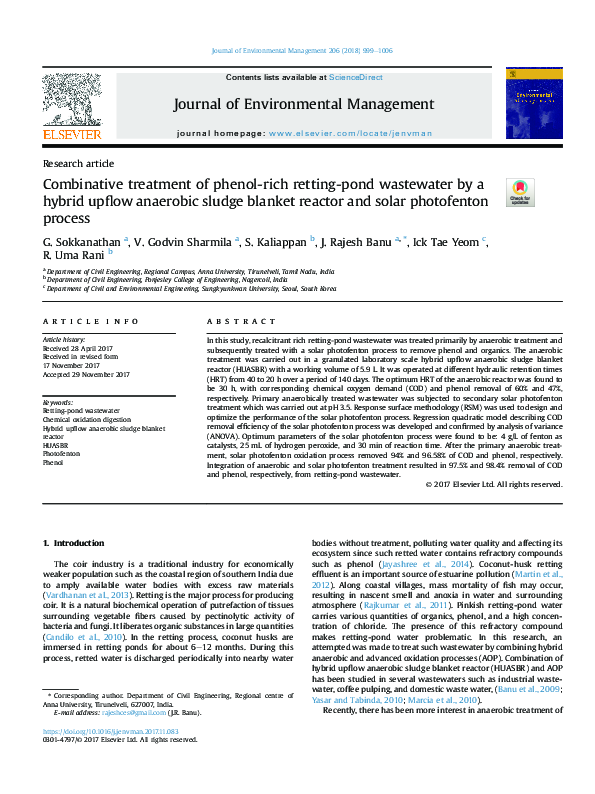 (PDF) Combinative treatment of phenol-rich retting-pond wastewater by a ...