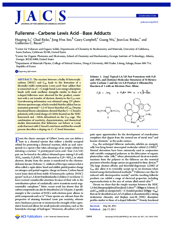 (PDF) Fullerene–Carbene Lewis Acid–Base Adducts