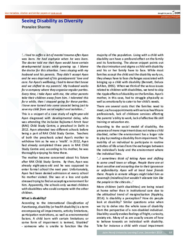 (PDF) Seeing disability as diversity