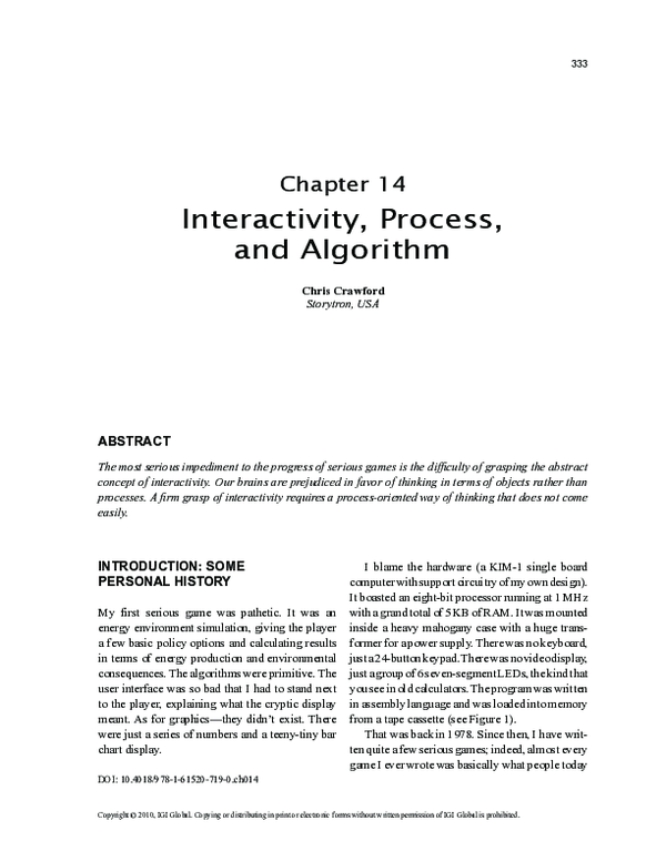 (PDF) Interactivity, Process, and Algorithm